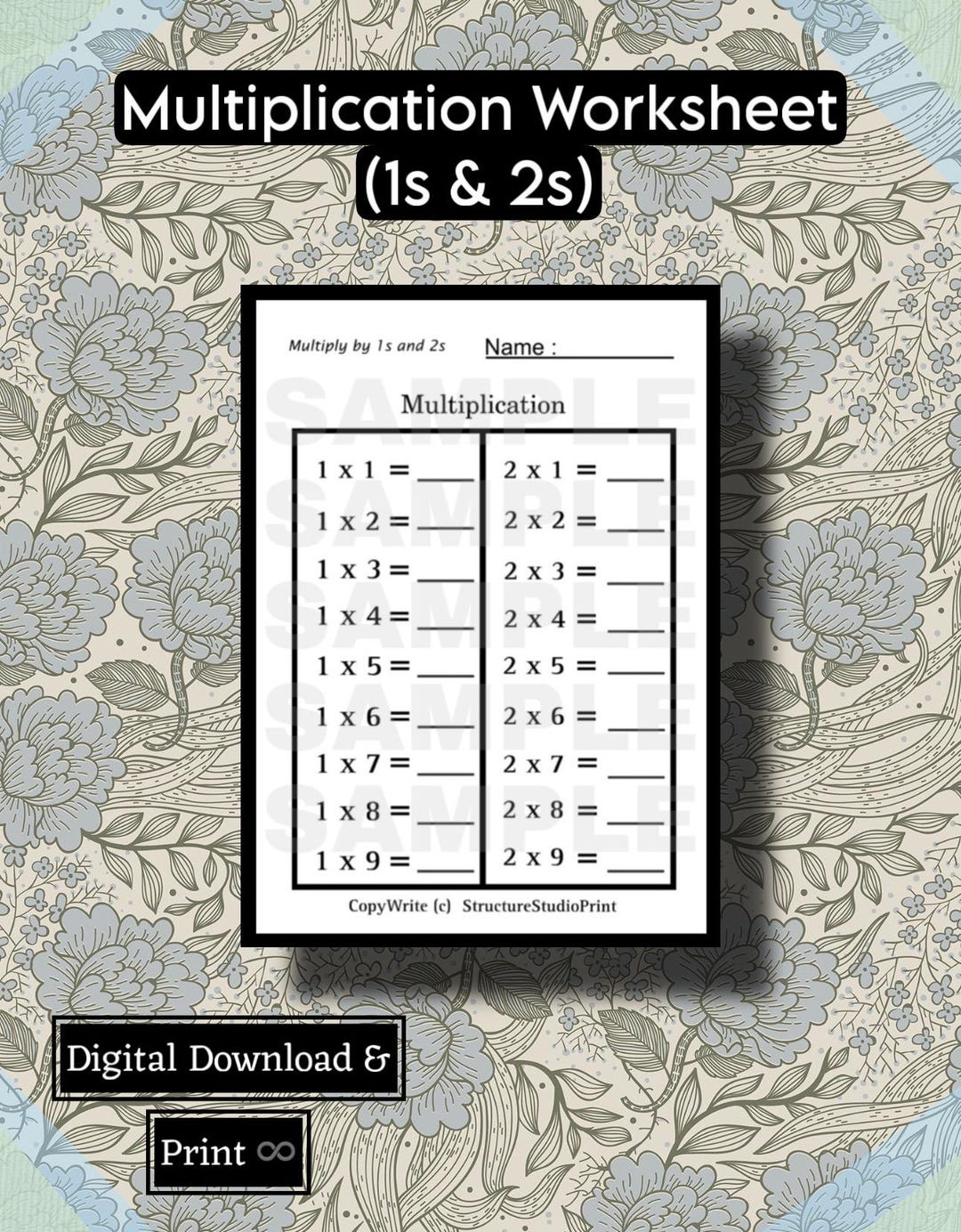 1s and 2s Multiplication Worksheet Printable | Math Practice for Kids ...