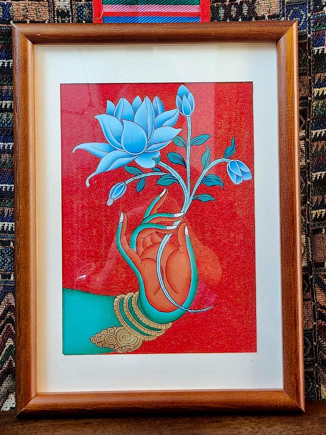 Green Tara Hand Painting, 24K Gold Tibetan Art, Framed,as a Symbol of ...
