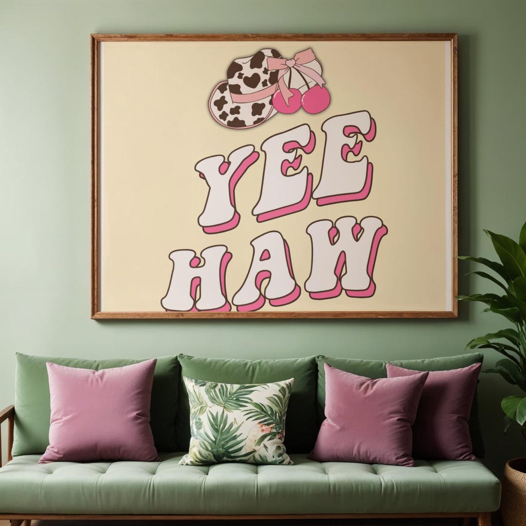 Yee Haw Cowgirl Print | Pink Western Wall Art (digital Download) - Etsy