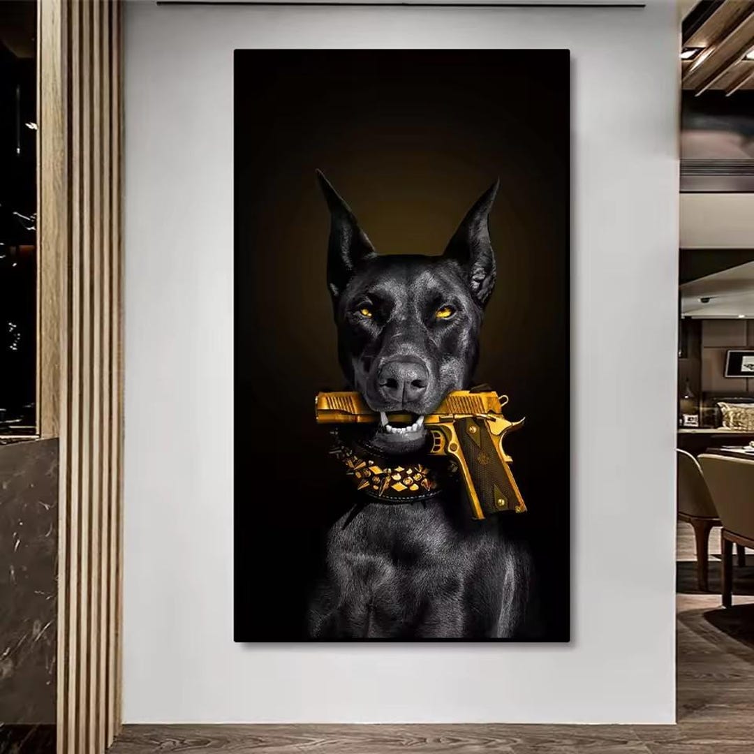 Black Dog Poster Doberman Mafia Dog Poster Decorative Wall Art Living ...