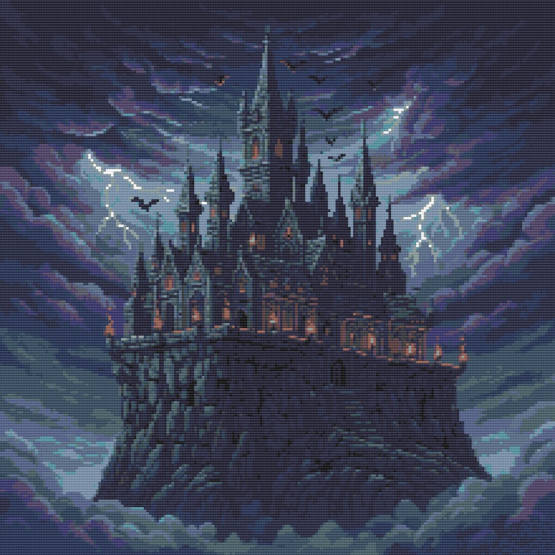 Gothic Castle Cross Stitch Pattern PDF | Haunted Vampire Fortress ...