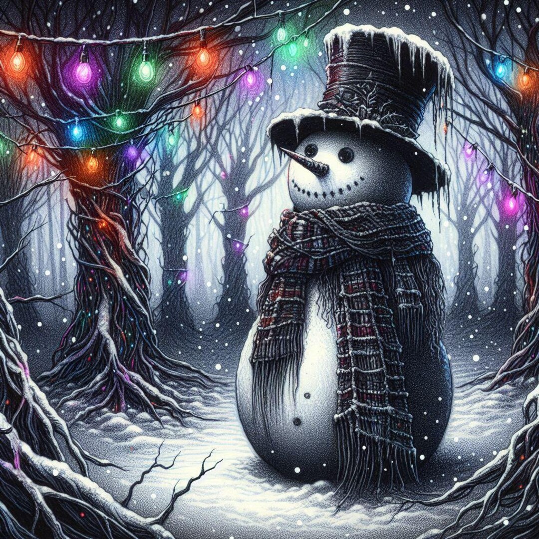 Gothic Snowman 22 Cross Stitch Pattern Dark Winter Forest Christmas ...