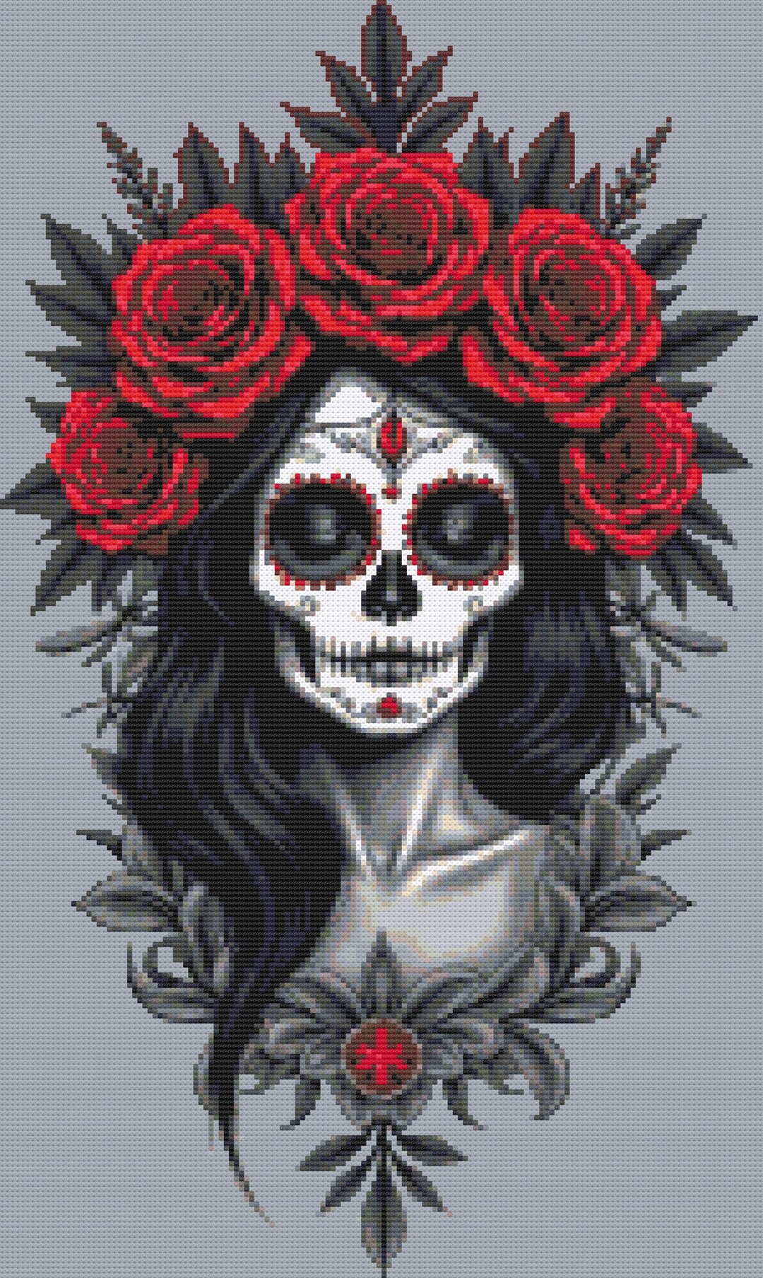 Elegant La Catrina Cross Stitch Pattern – Gothic Day of the Dead PDF ...