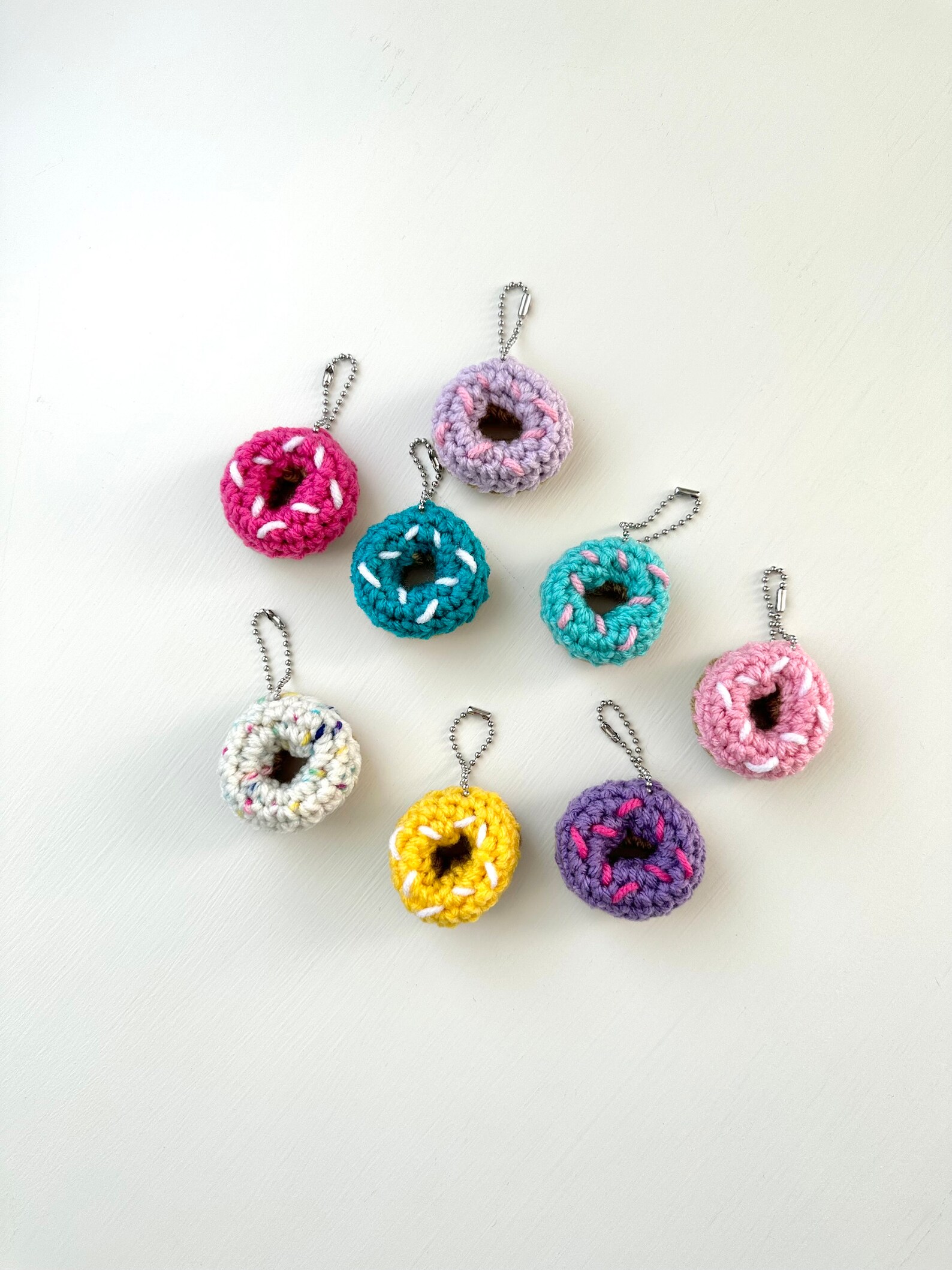 Crocheted Donut Keychain, Donut Charm, Zipper Pull - Etsy