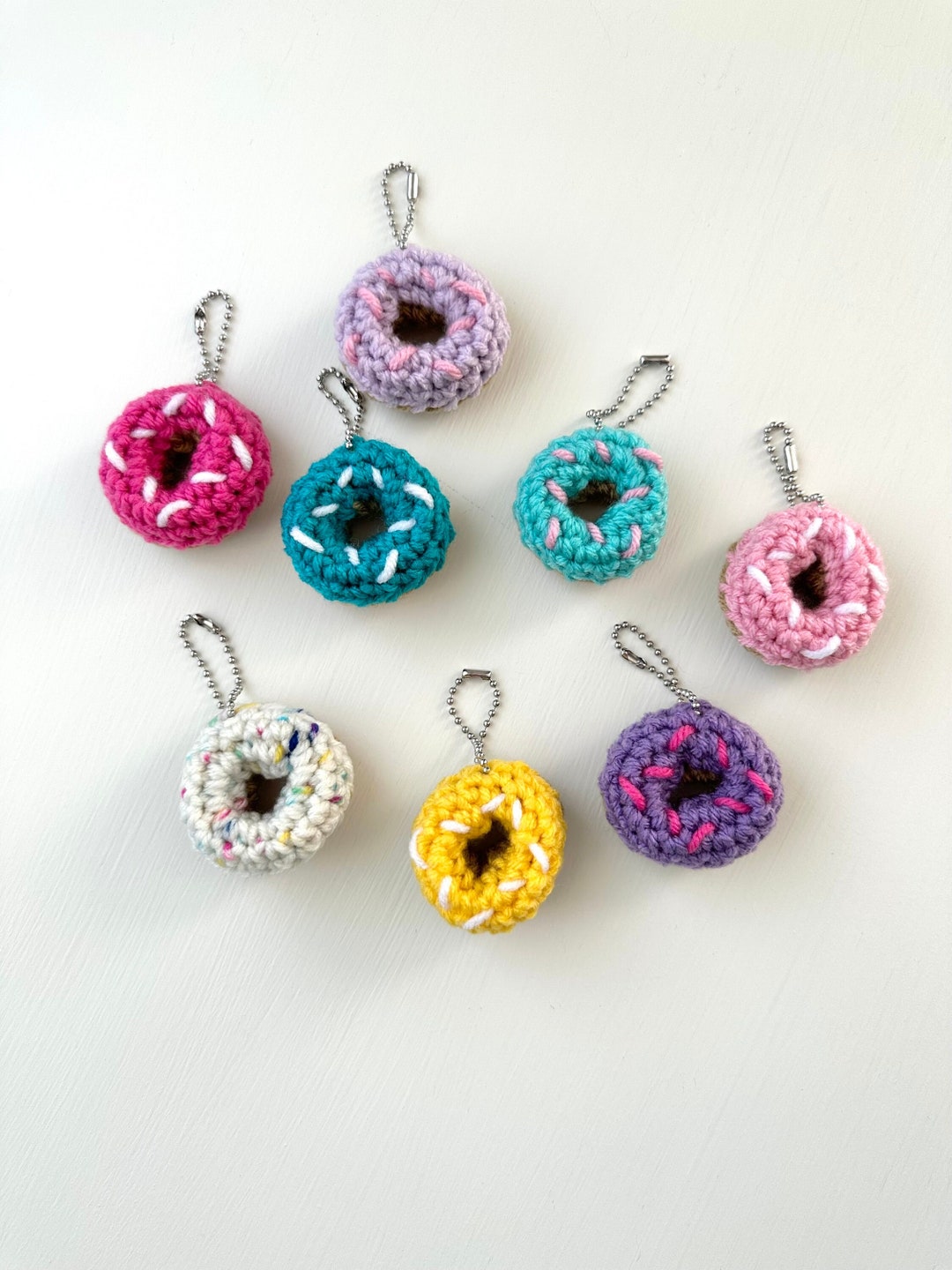 Crocheted Donut Keychain, Donut Charm, Zipper Pull - Etsy