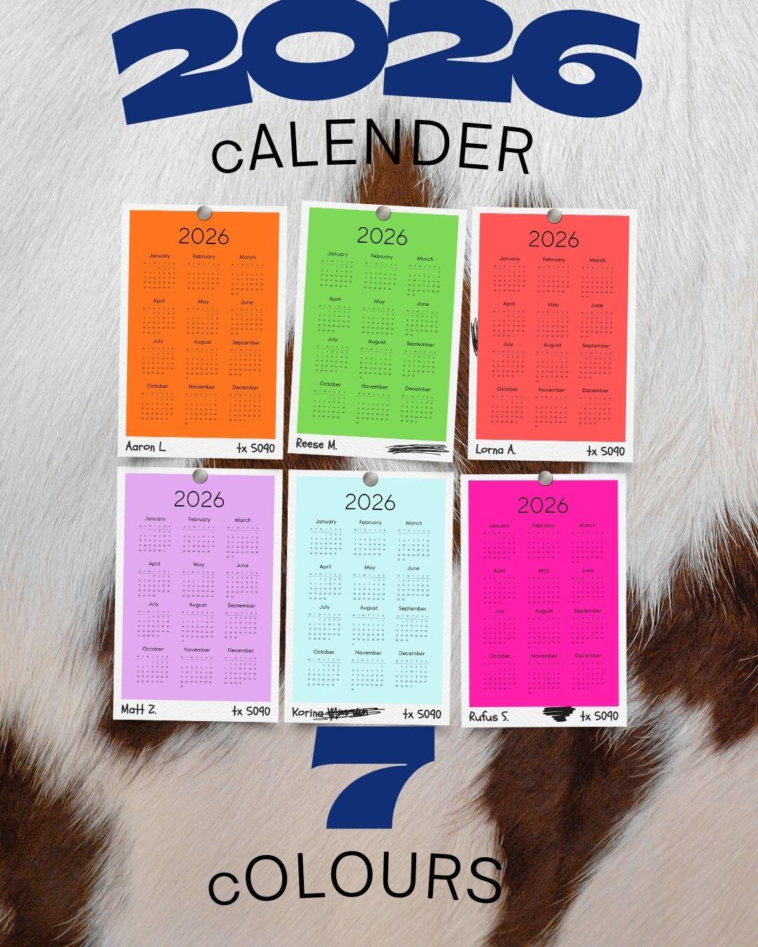2026 Year Calendar Printable A4 | 7 Color Options | Digital Download ...