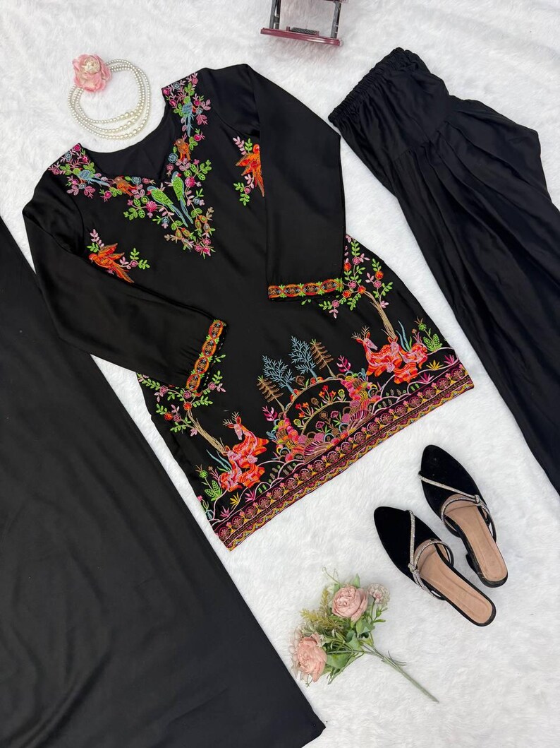Designer Farshi Plazo Set – Heavy Reyon Ethnic Suit With Thread Work ...