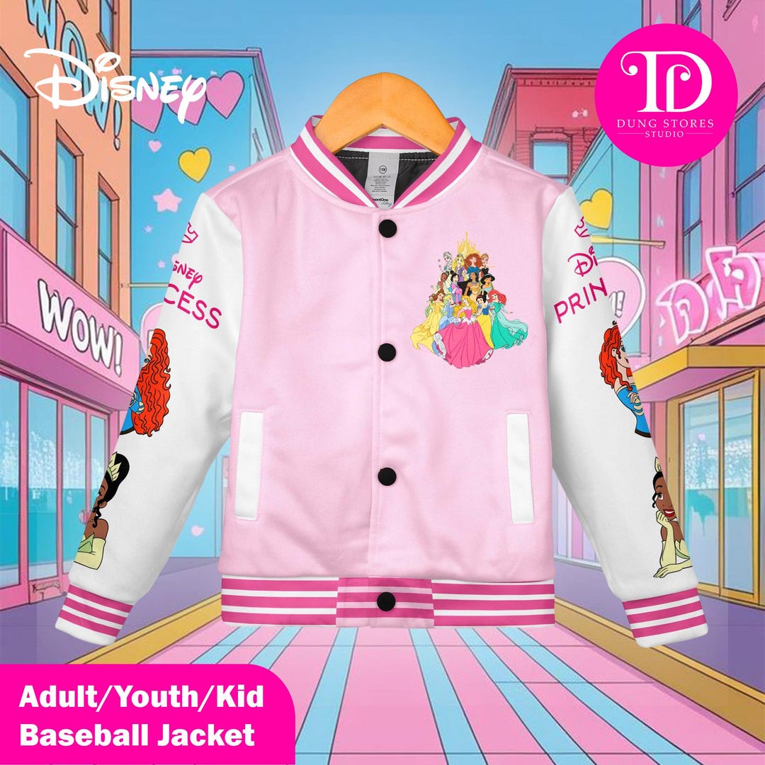 Princess Disney Varsity Jacket, Coquette Bow Baseball Jacket for Kids ...