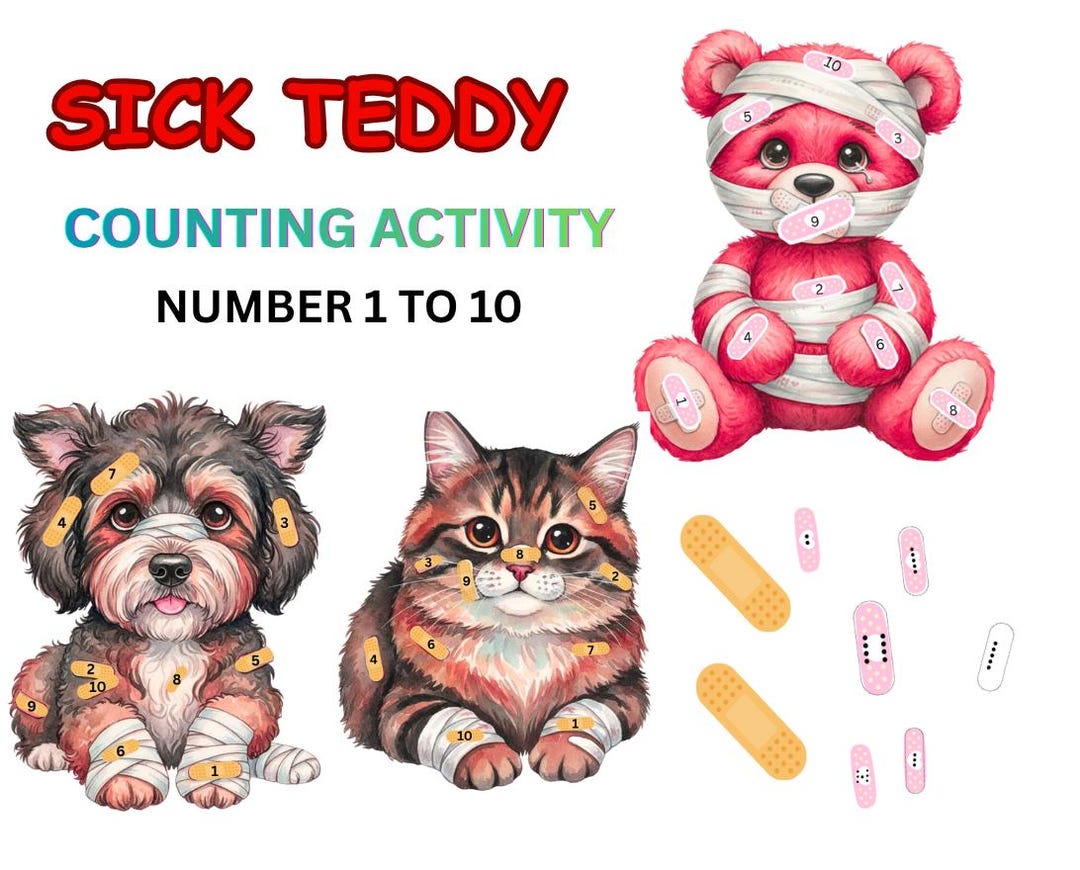 Sick Teddy Counting Printable Activity | Dramatic Play - Etsy