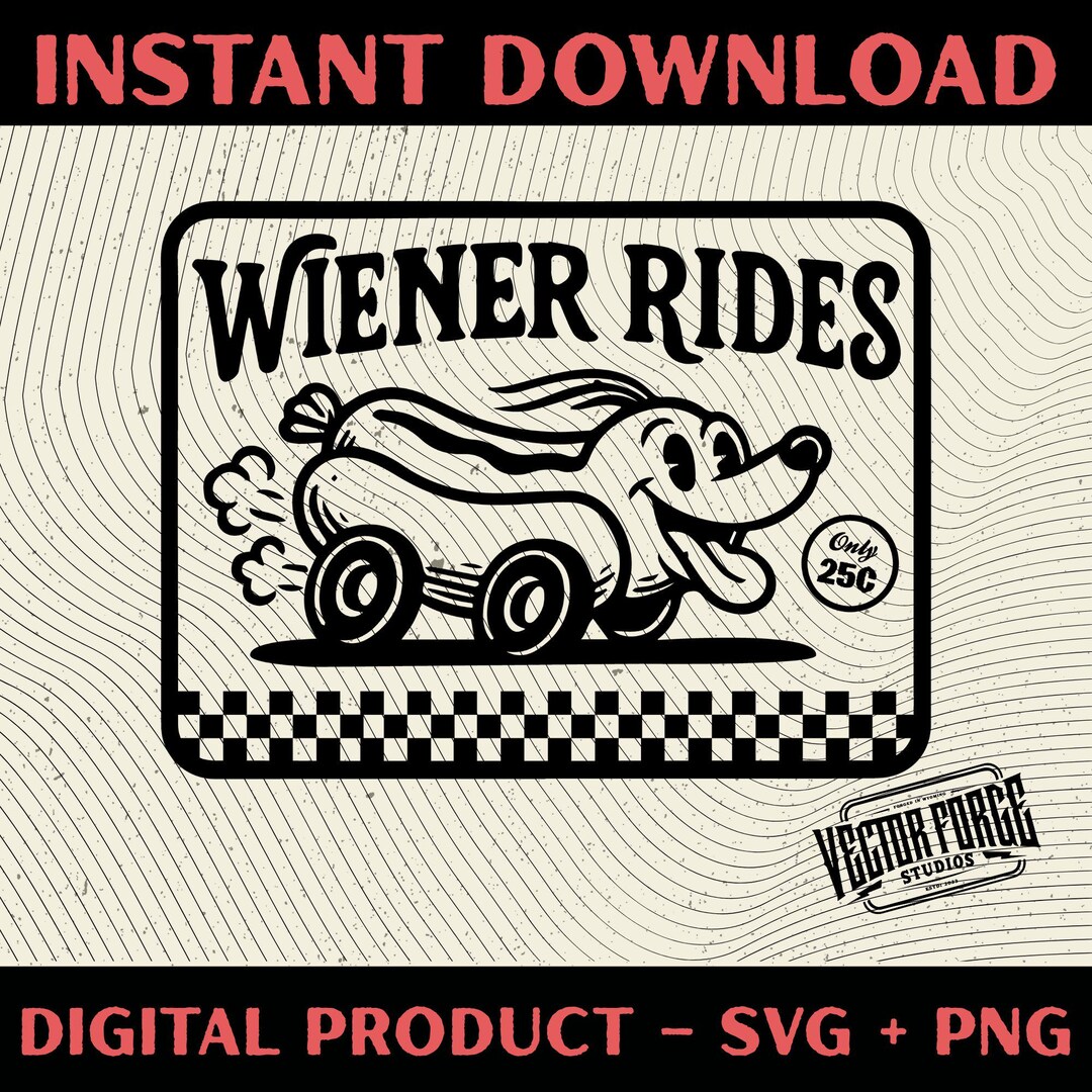 Wiener Rides Hat Patch SVG | Retro Hot Dog Car Engraving File (digital ...