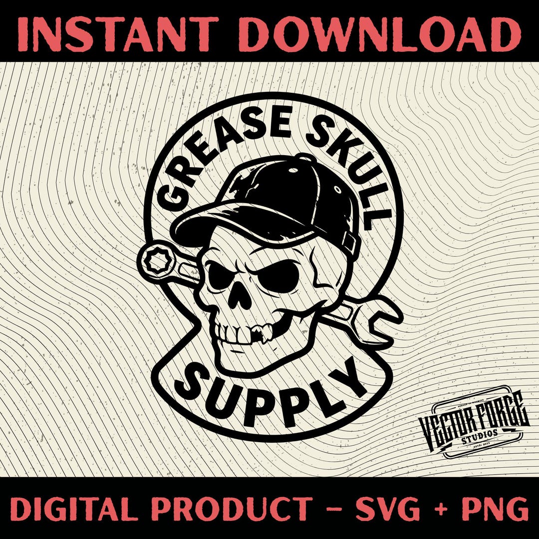 Grease Skull Supply Hat Patch SVG, Creative Laser Cut File, Skull ...