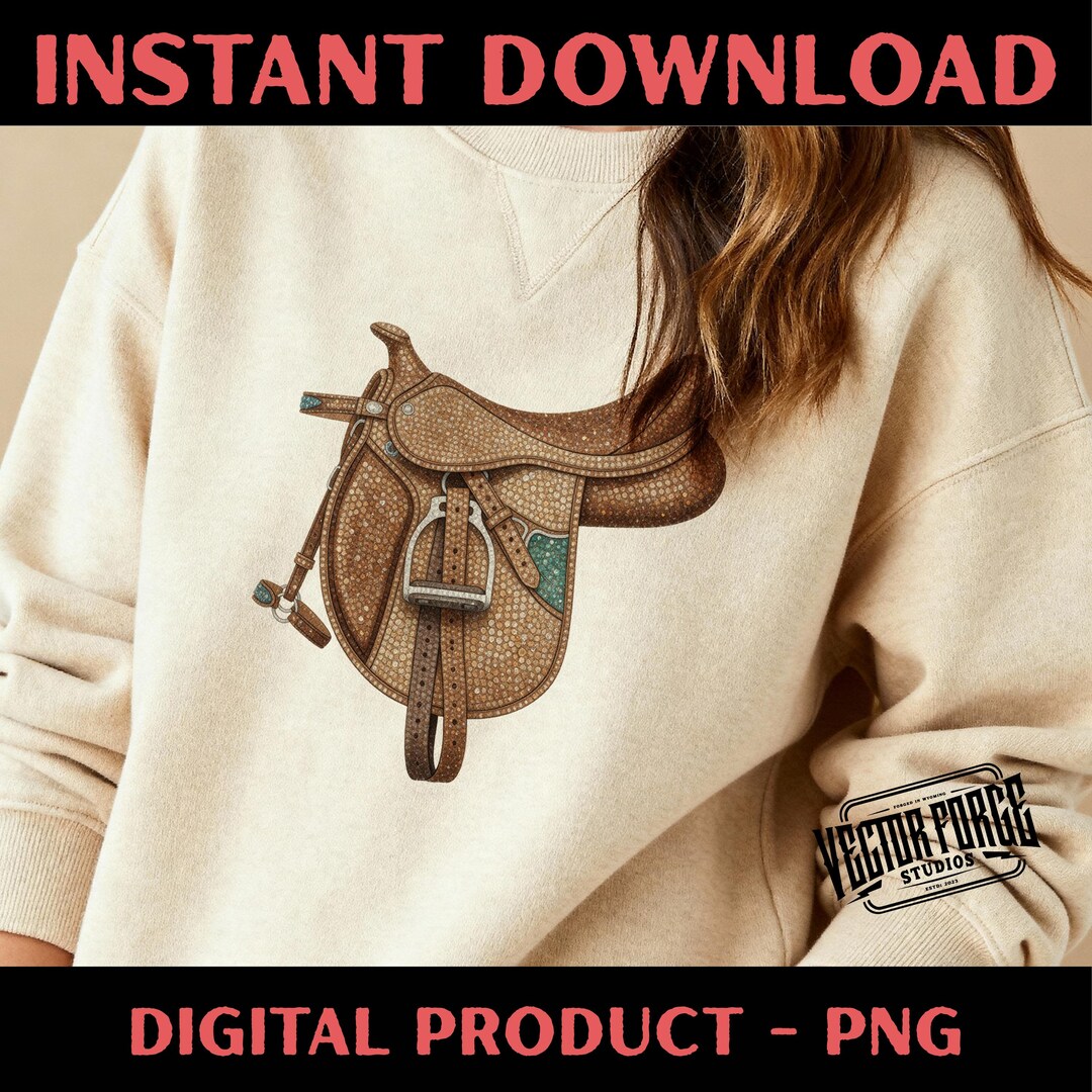 Faux Rhinestone Horse Saddle PNG, Digital Design for T-shirts ...