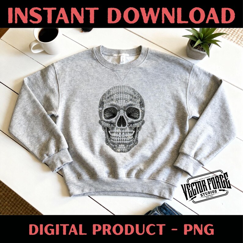Rhinestone Skull PNG | Punk Sublimation Design (digital Download) - Etsy