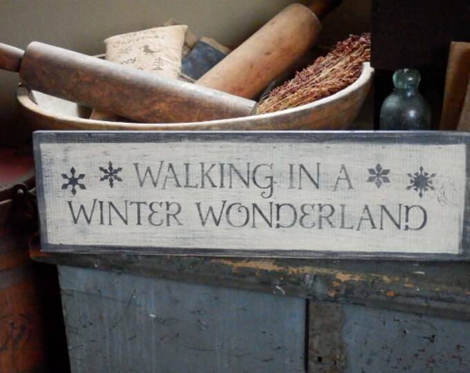 Primitive - Walking in A Winter Wonderland - Handpainted Distressed ...
