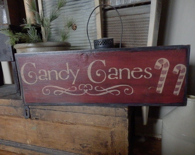 Candy Canes - Handpainted Seasonal Sign - Must See - Primitive Decor - Etsy