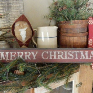 Primitive - Merry Christmas - Handpainted Distressed Holiday Sign ...