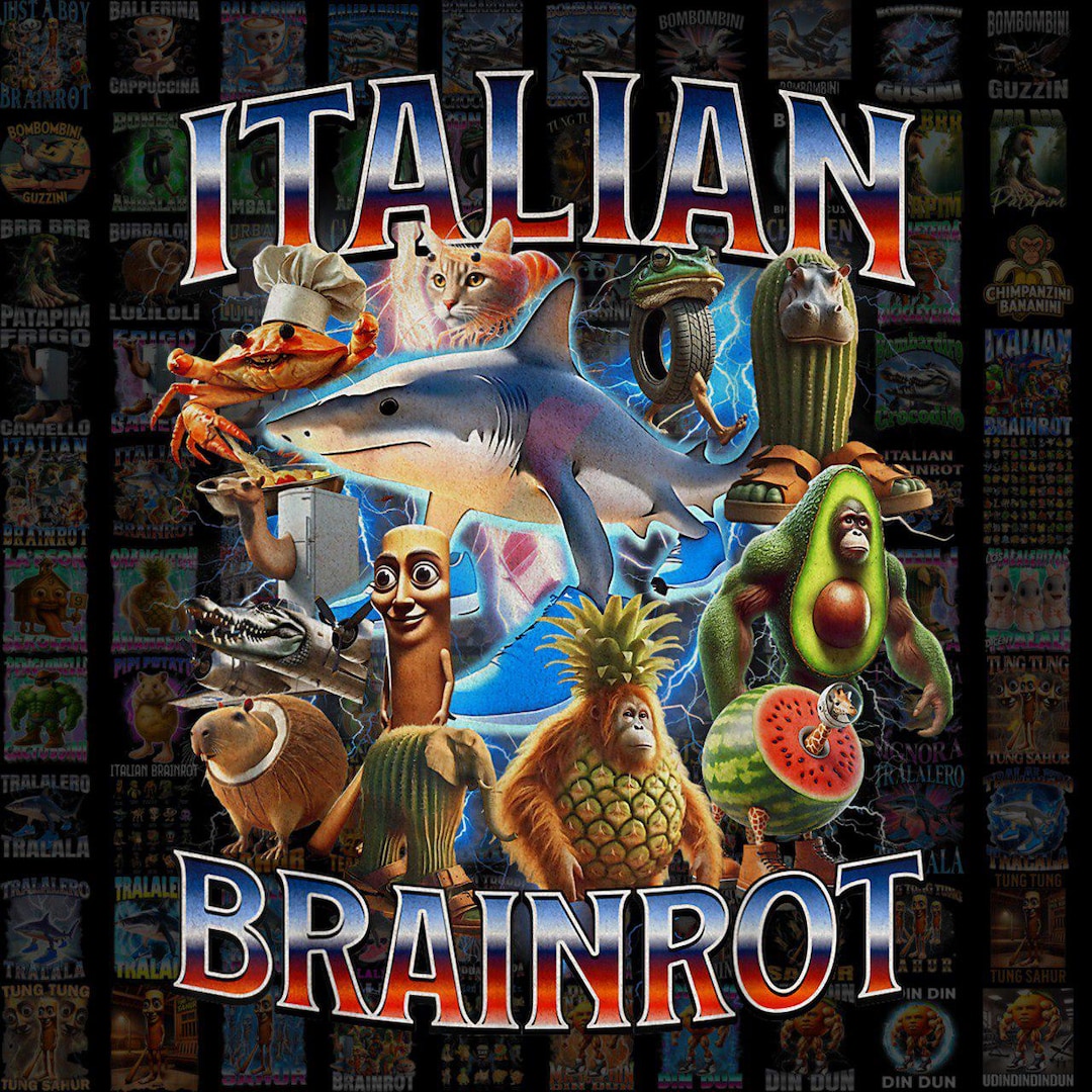 Italian Brainrot Meme PNG Bundle – Funny Surreal Collage of Shark, Cat ...