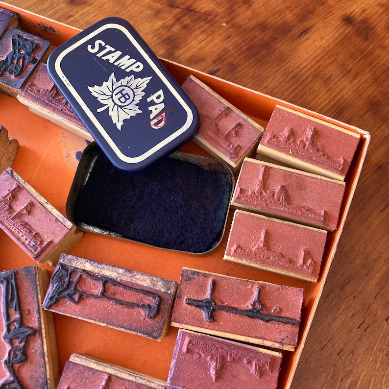 Vintage Army and Navy Rubber Stamp Kits - Jeeps, Tanks, Battleships ...