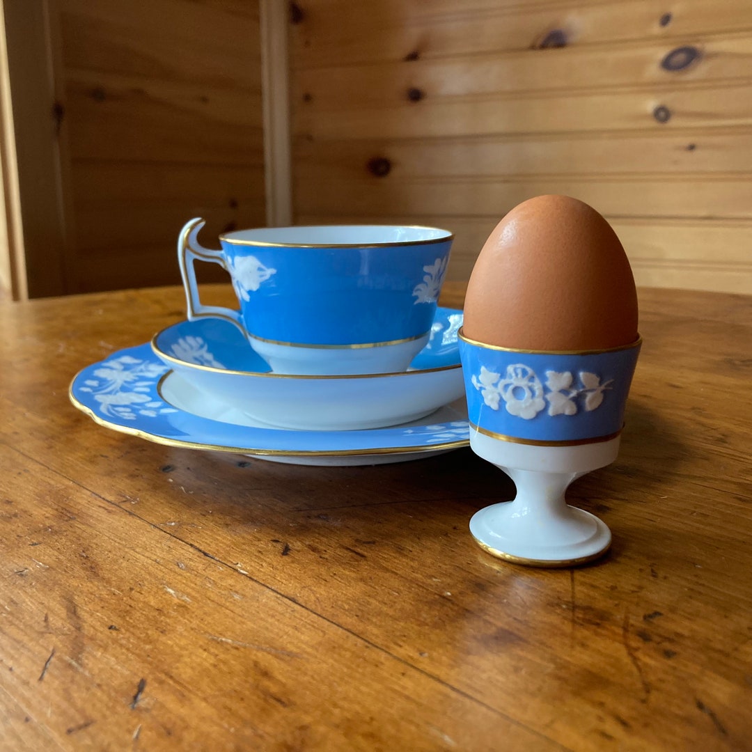 Copeland Spode Breakfast Set With EGG CUP Floral Embossed on Maritime ...