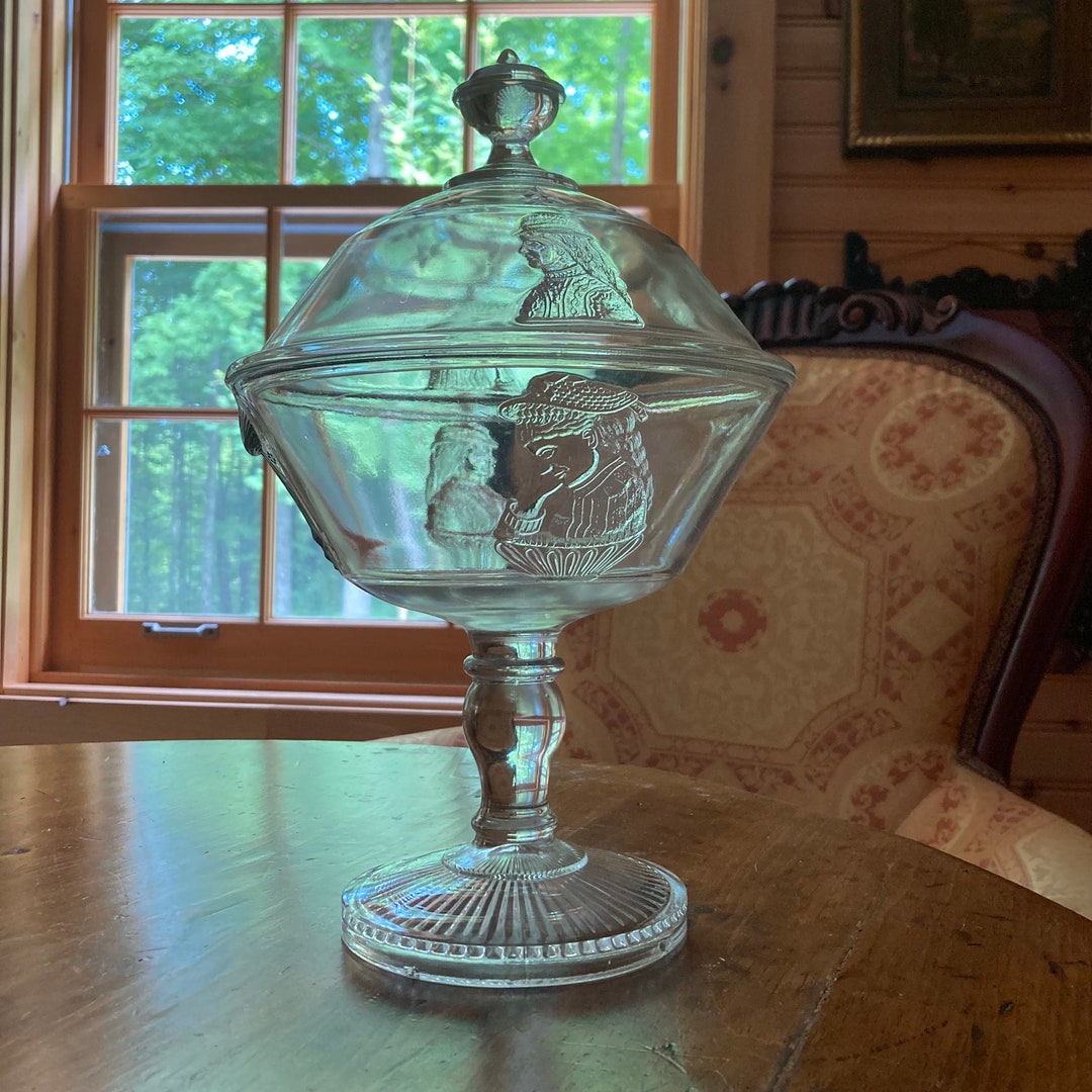 Antique Actress Pattern EAPG Compote With Lid, C. 1800s, Labelle Glass ...