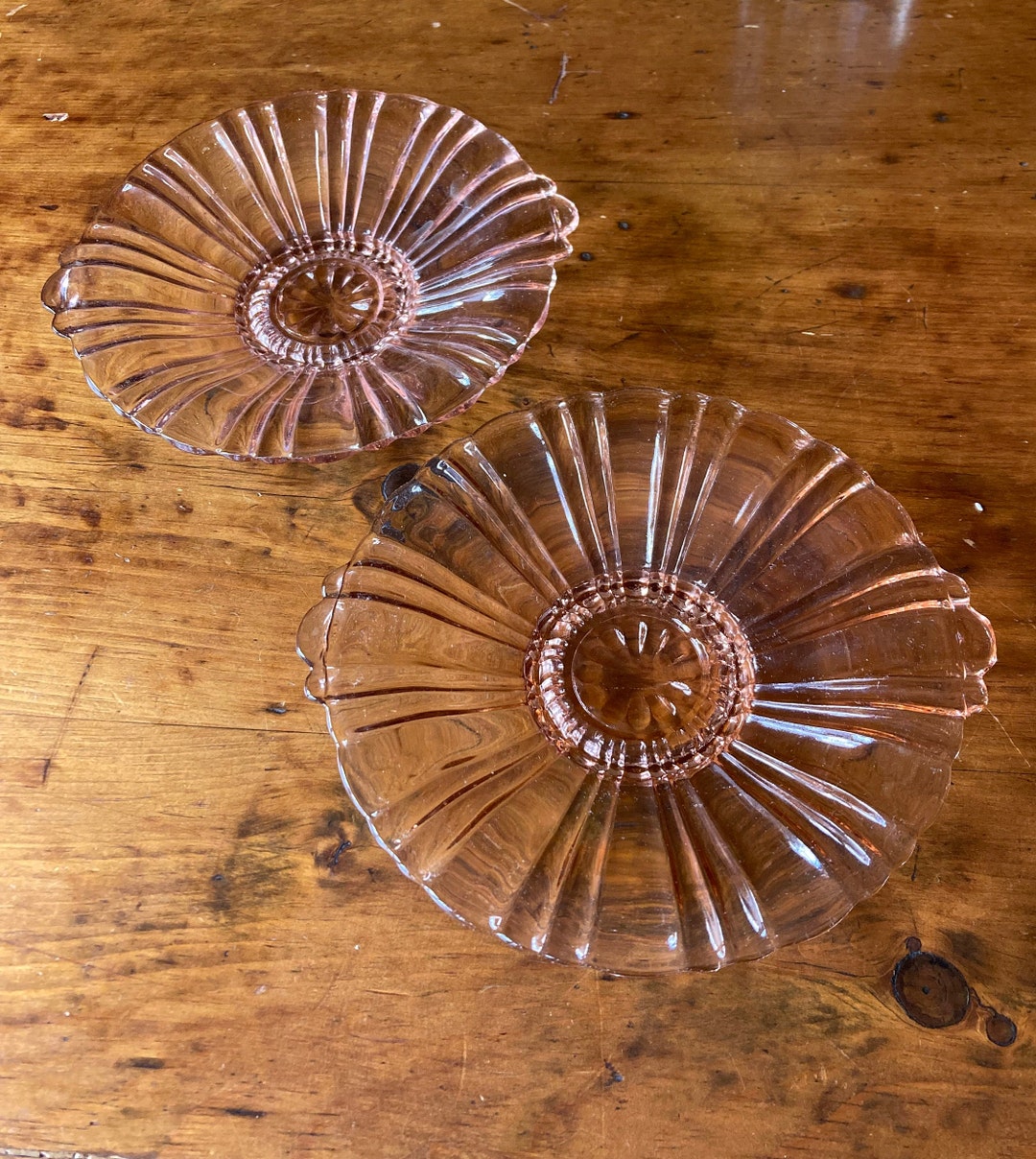 PAIR Vintage Pink Depression Glass Bowls Blush Pink Glass Dishes ...