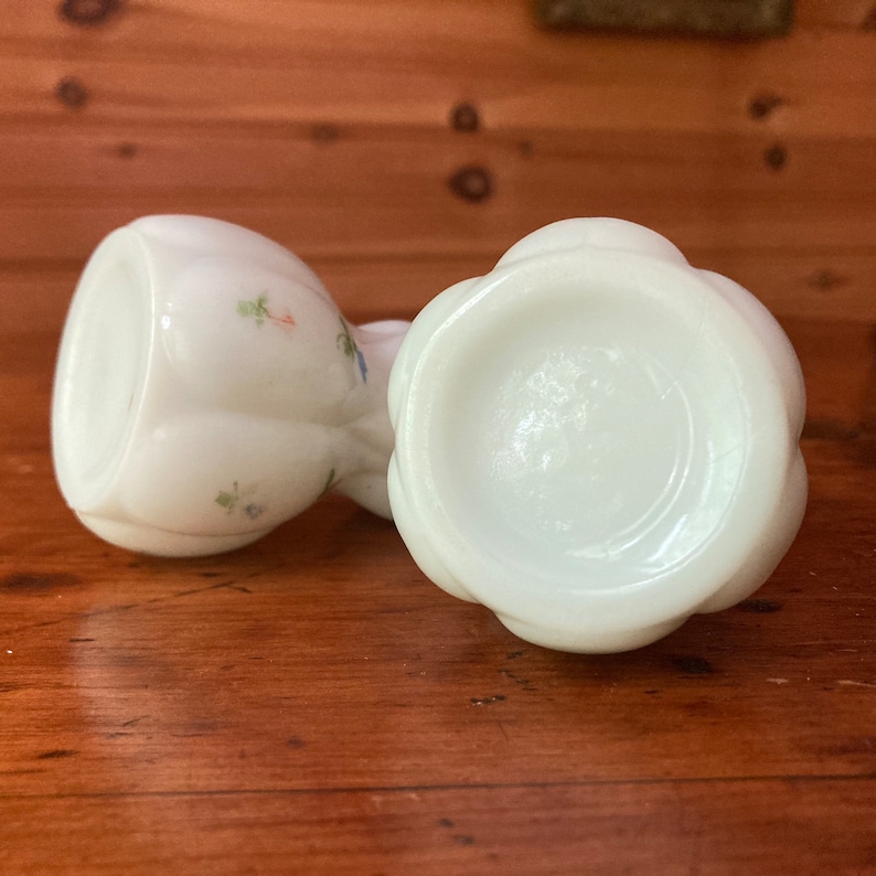 PAIR Antique White Opalware Milk Glass Salt Pepper Sugar Shakers ...