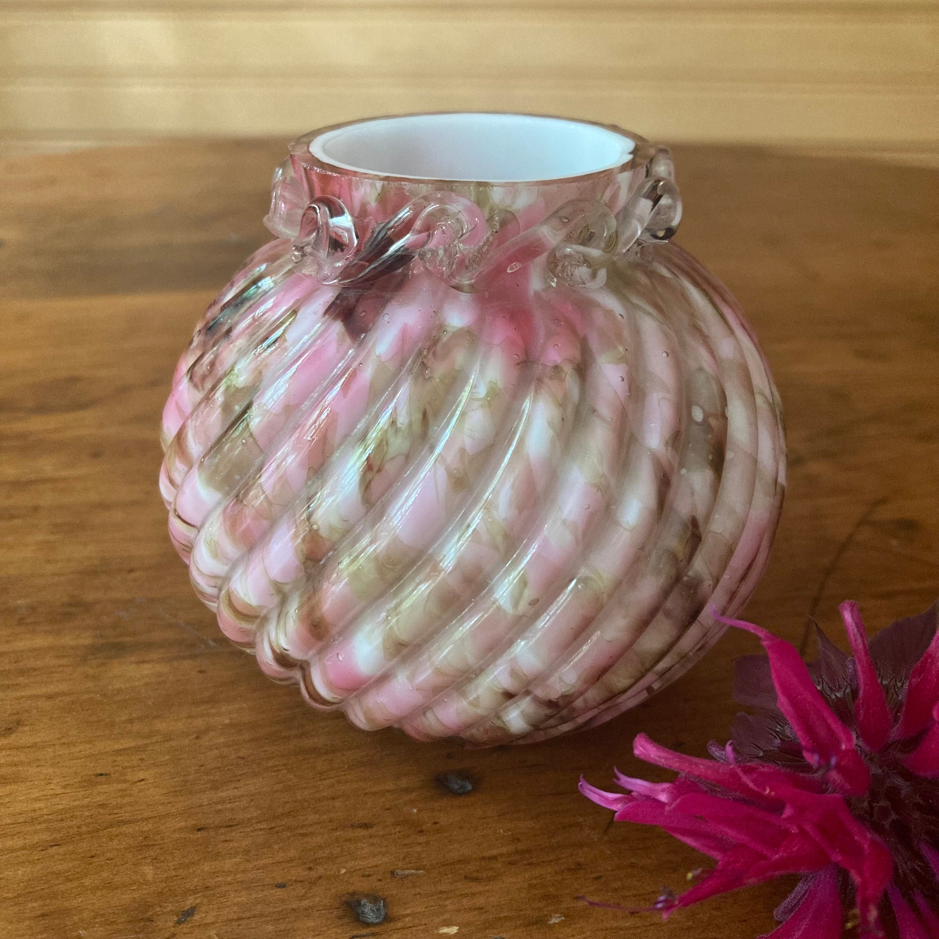 Franz Welz Bohemian Glass Vase C. 1890 Antique Pink and Aventurine ...