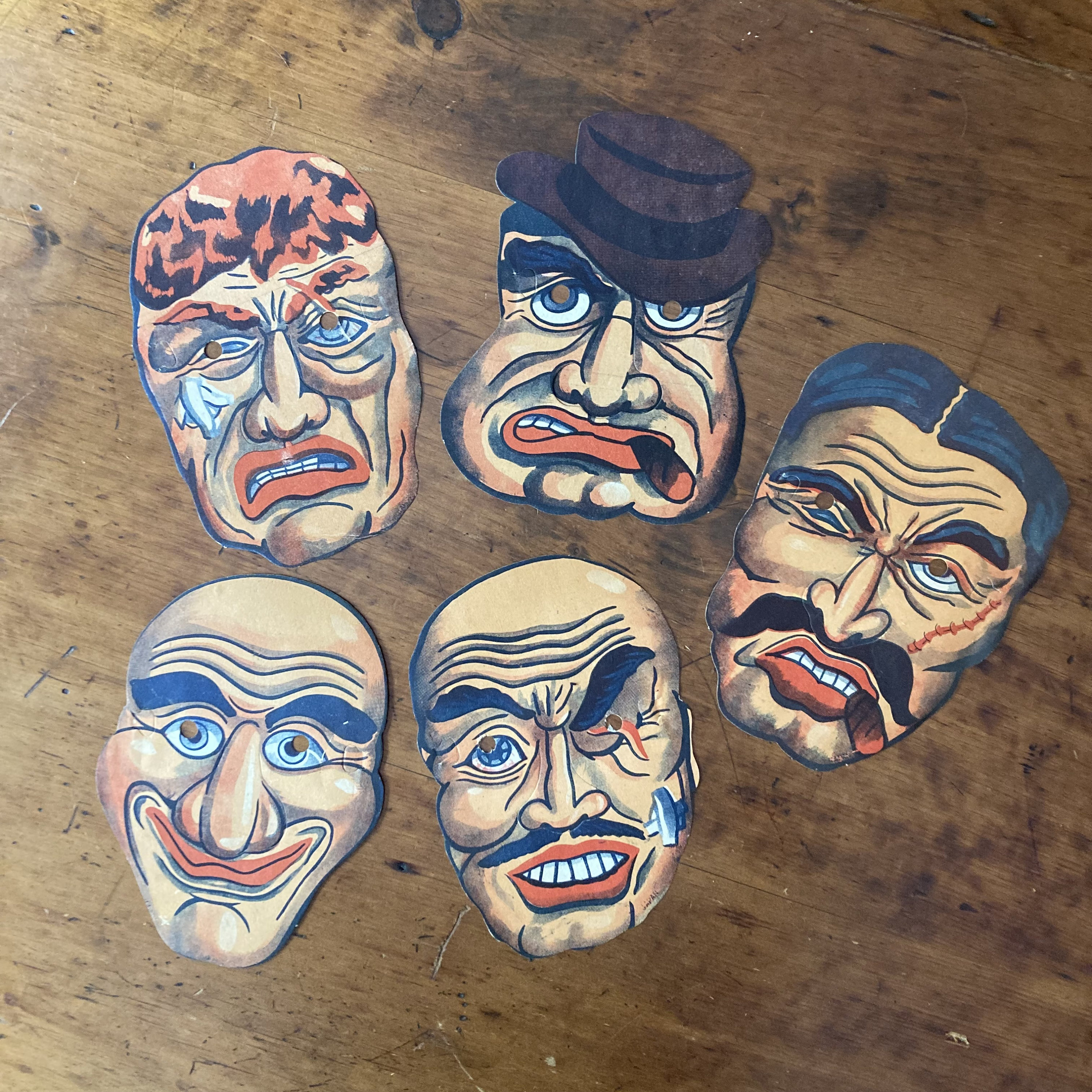 Set of 5 HALLOWEEN PAPER MASKS 1940's Vintage Grocery - Etsy
