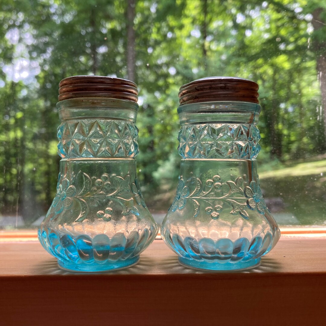 Adams and Company Victorian Blue Wildflower Pattern Salt and Pepper ...