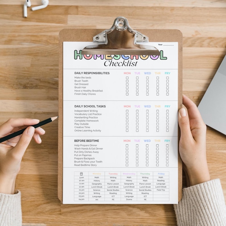 Editable Homeschool Schedule Planner Checklist - Reading Log for Kids ...