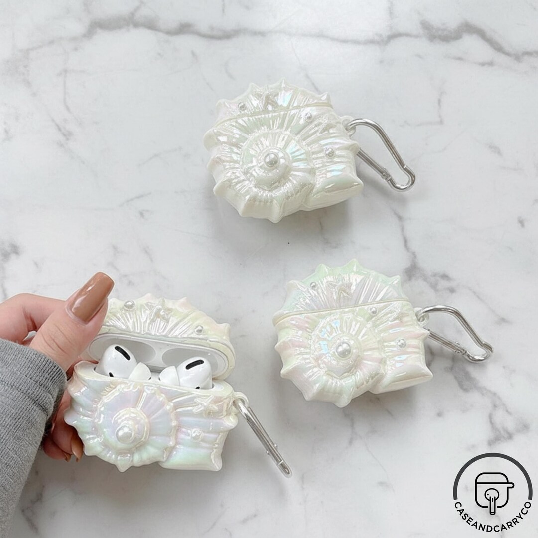 Shell Design Airpods Case With Iridescent Finish PVC Protective Cover ...