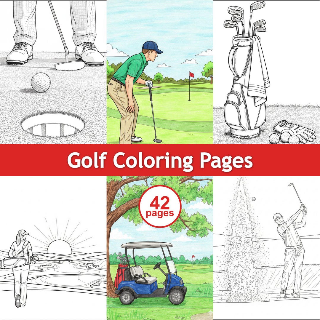 Golf Coloring Pages PDF – Printable Sports Activity for Kids & Adults ...