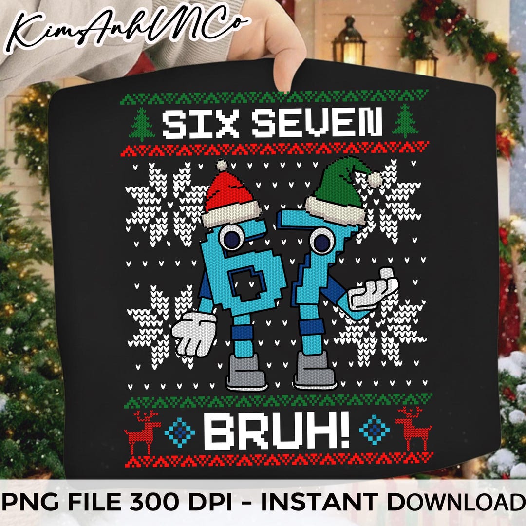 Steal a Brainrot Six Seven 6 7 Italian Christmas Ugly Sweater Png ...