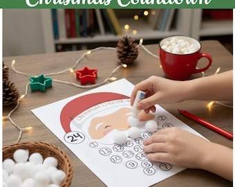 Santa Beard Christmas Countdown Printable: Kids Advent Calendar (PDF ...