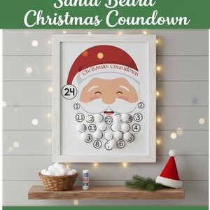 Santa Beard Christmas Countdown Printable: Kids Advent Calendar (PDF ...