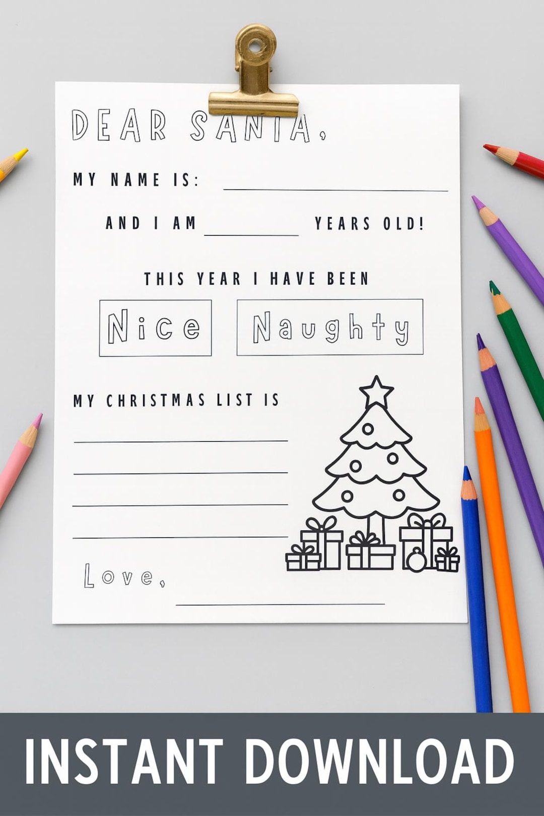 Santa Letters | Coloring Pages | Instant Download - Etsy