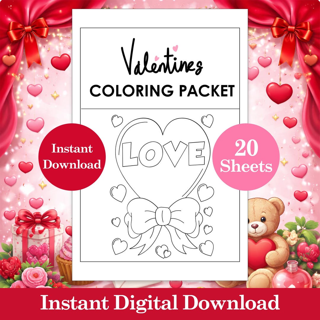 Valentine’s Day Coloring Book for Kids, Hearts & Sweet Designs - Etsy