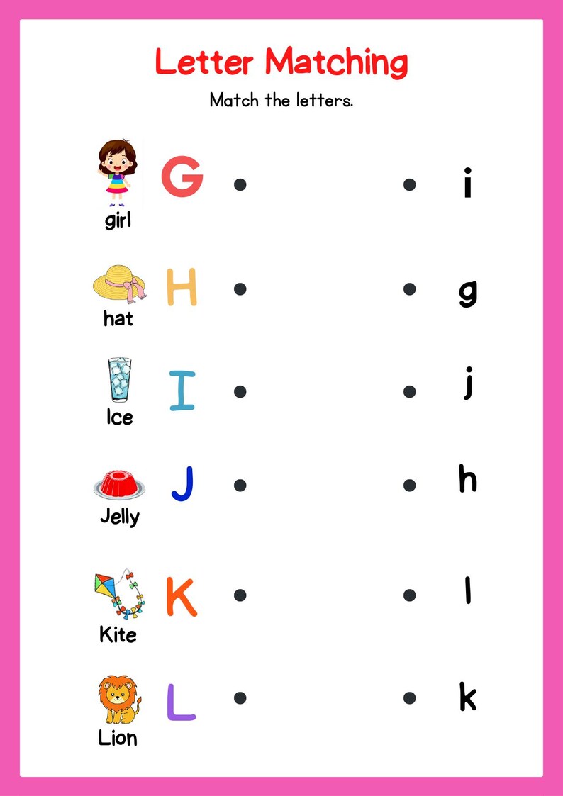 Matching Activity Sheets (numbers, Letters, Colours, Shapes), Preschool ...