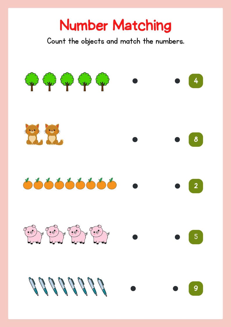 Matching Activity Sheets (numbers, Letters, Colours, Shapes), Preschool ...