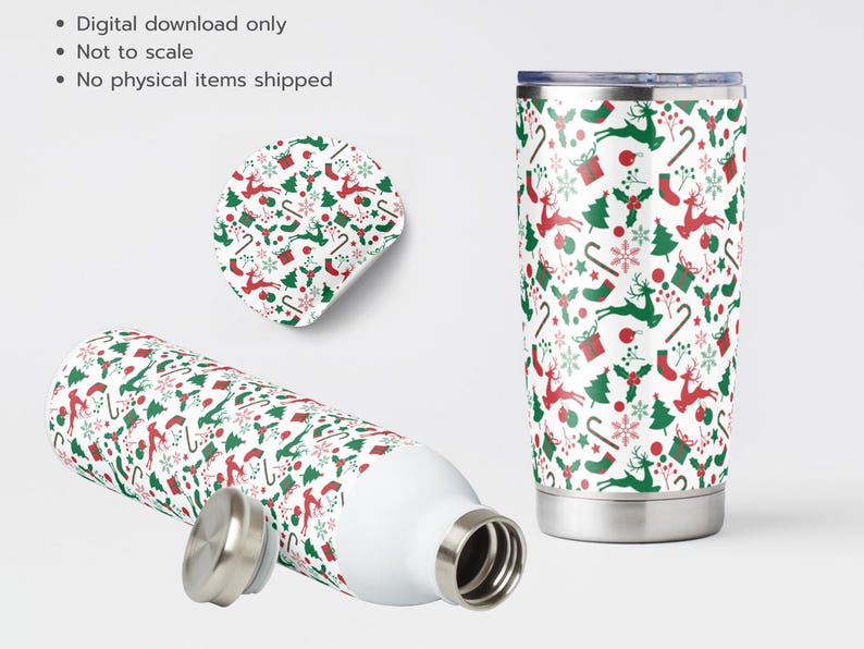 Red & Green Christmas Pattern | Holiday Icons | 100% Original, Ai-free ...