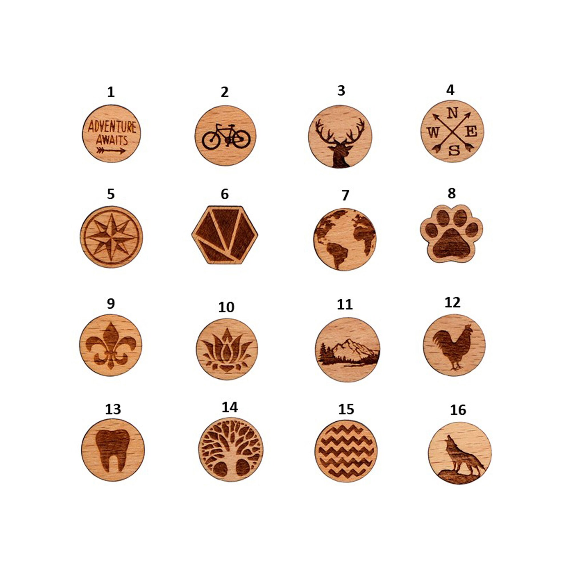 Laser Etched Wood Stick Pin 16 Choices Express Yourself | Etsy