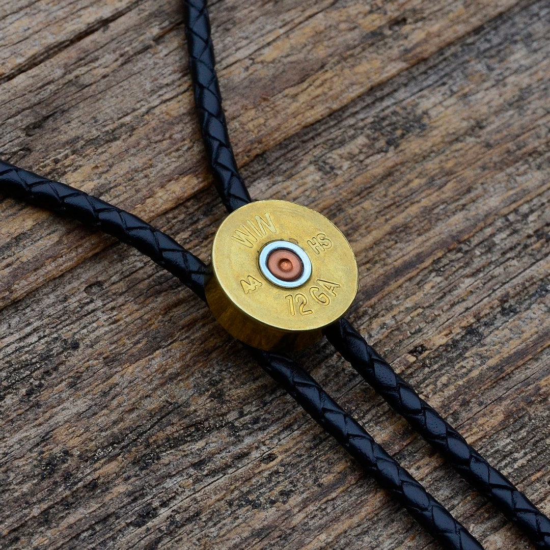 Genuine Winchester Shotgun Shell Cap Bolo Tie Customizable Cord Color ...