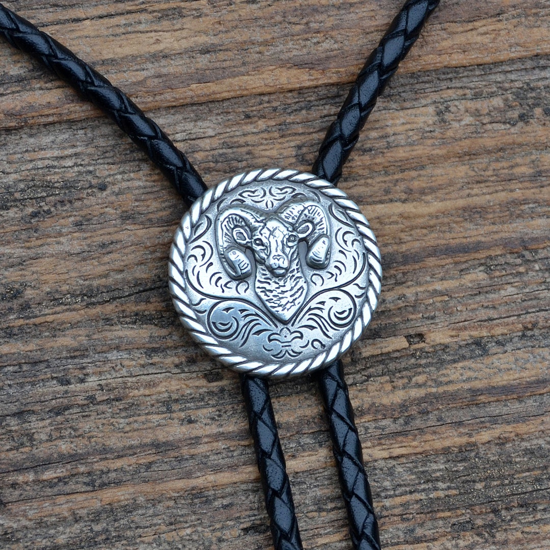 Ram Bighorn Sheep Bolo Tie Customizable Cord Color, Tips and Length Ask ...