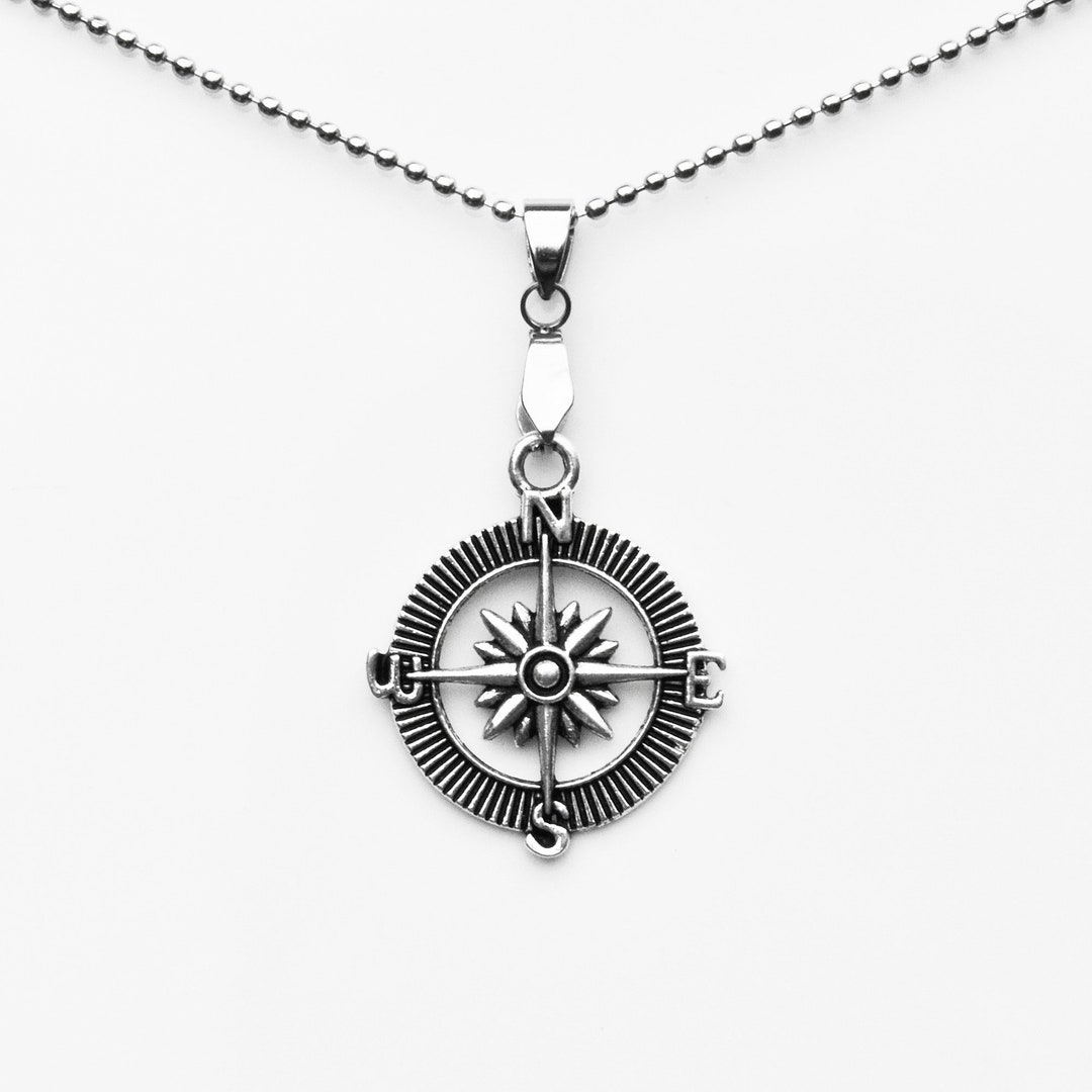 Compass Charm Necklace With Adjustable Chain Express - Etsy
