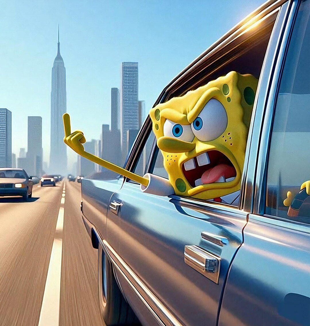 Spongebob Funny Road Rage Poster Print A4 Humour - Etsy
