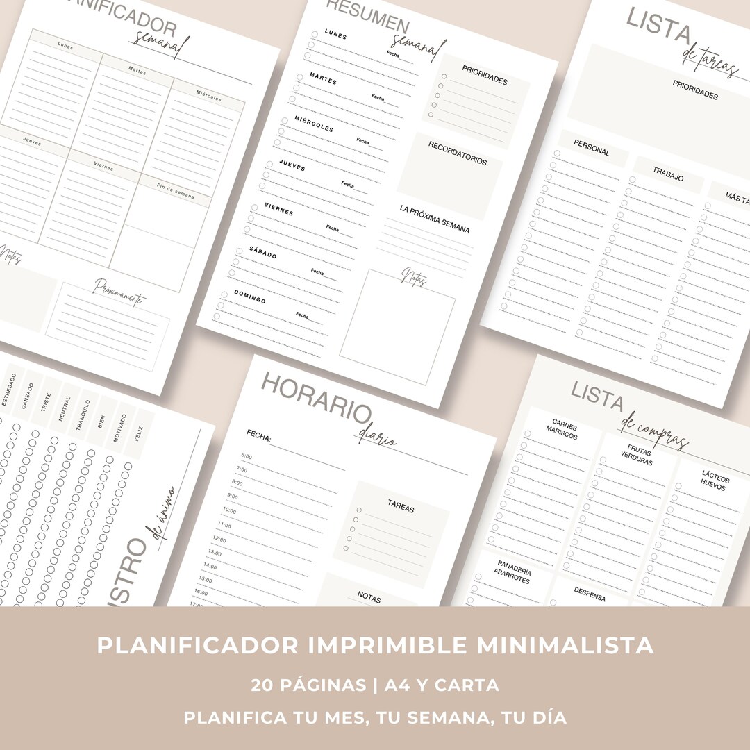 Minimalist Spanish Planner Printable | Planificador Imprimible ...