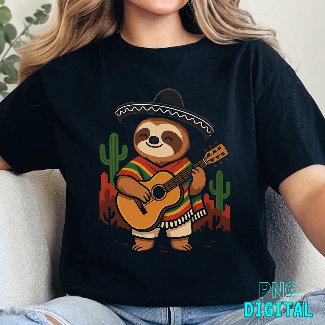 Mexican Sloth Guitarist PNG: Sombrero Mariachi Clipart (digital ...