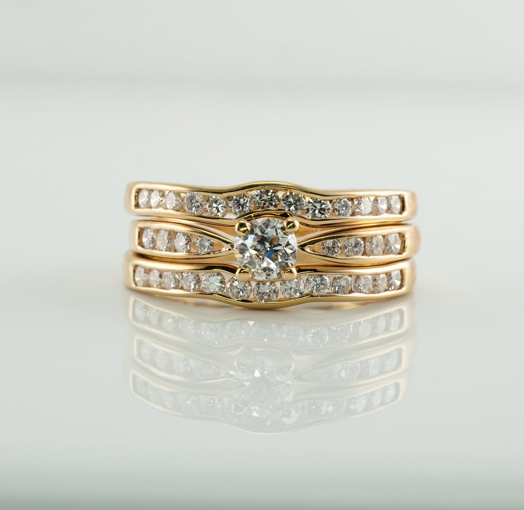 Diamond Cage Ring, Vintage 14K Gold Engagement Wedding Band - Etsy
