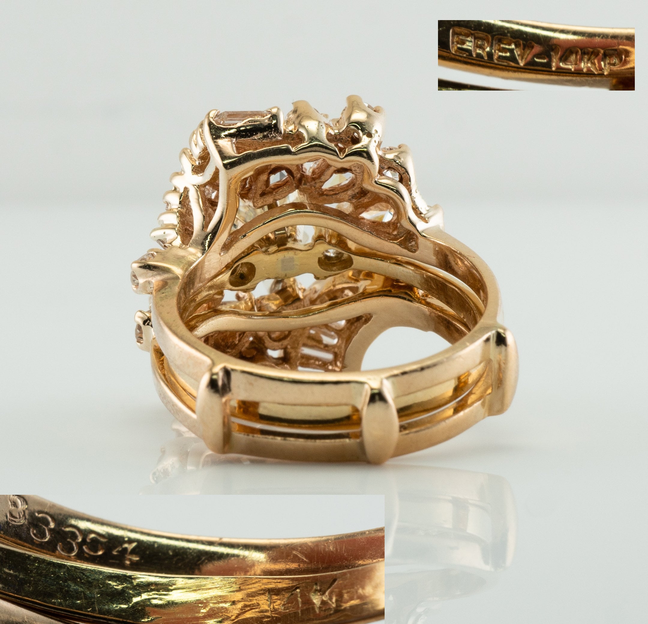 Diamond Ring 14K Gold Guard Cage Set Engagement Wedding | Etsy