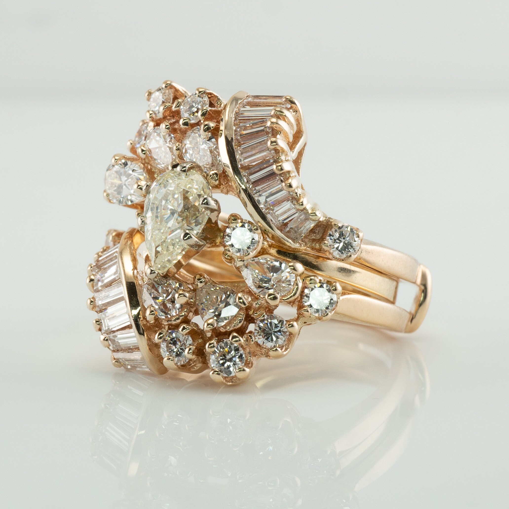 Diamond Ring 14K Gold Guard Cage Set Engagement Wedding | Etsy